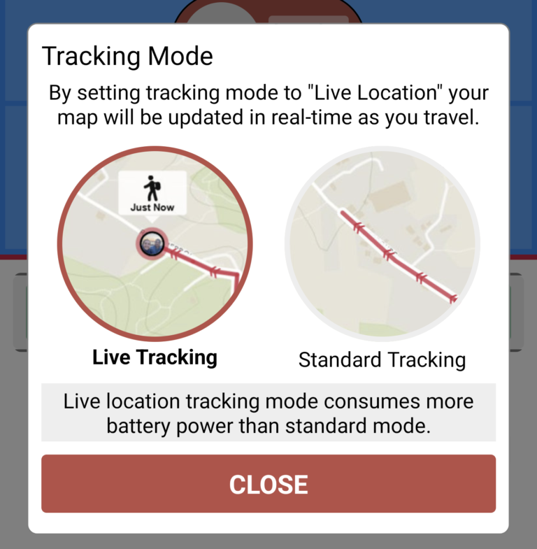 Tracking Mode - Pebbls Adventures Guide - Travel Tracking App Support